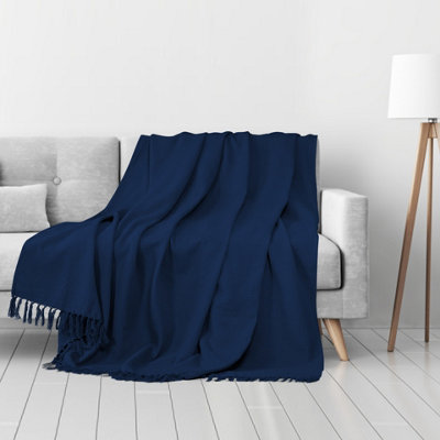 EHC Waffle Cotton Woven Large Sofa Throw 2 Seater Chair/ Sofa/ Bed 178 ...
