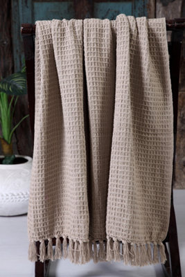 EHC Waffle Throws for Sofa Armchair Blanket Single Bed Cover, 127 X ...