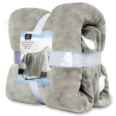 EHC Warm & Soft Sherpa Flannel Fleece Microfiber Blanket, Double Bed ...