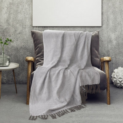 EHC Wave Large Cotton Throw With Tassels Perfect Layer For Sofa, Bed ...