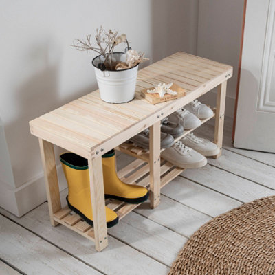 Einar Pine Shoe Rack Small in Natural Pine