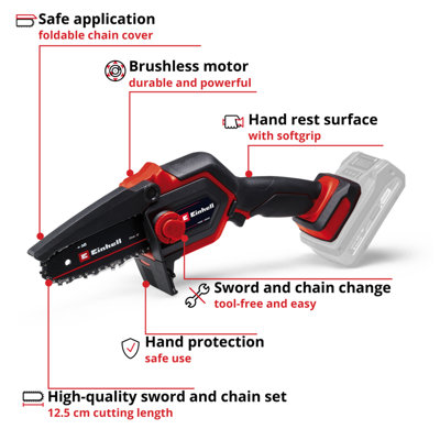 Einhell 12 5cm Pxc Cordless Mini Chainsaw Handheld Pruning Saw 18v
