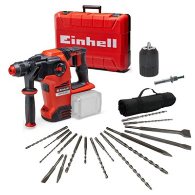Einhell 18v 36V X-Change Cordless SDS Hammer Drill +17PC Chisel Set Chuck