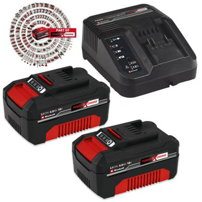 Einhell 18v Power X-Change PXC Starter Kit - 2x 4.0Ah Battery + 3ah ...