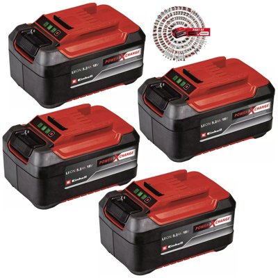 Einhell 4 X 5.2Ah PLUS 18V Battery Power X-Change Rechargeable Dust ...