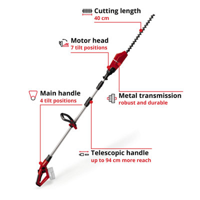 Einhell High Reach Hedge Trimmer 18V With Harness Adjustable Height ...