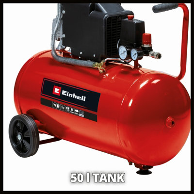 Einhell Horizontal Air Compressor 50L 110L/min 8 Bar Corded Electric ...