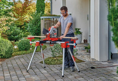 Einhell Stationary Saw Stand Sturdy High Grade Aluminium Height And Width Adjustable Mitre Saw Accessory MSS