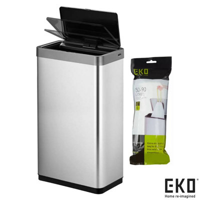 EKO Mirage X 80L Sensor Bin - Extra Large Stainless Steel Touchless Kitchen Bin with Motion ...