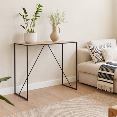 El Paso Black Metal and Wild Oak Veneer Bar Table