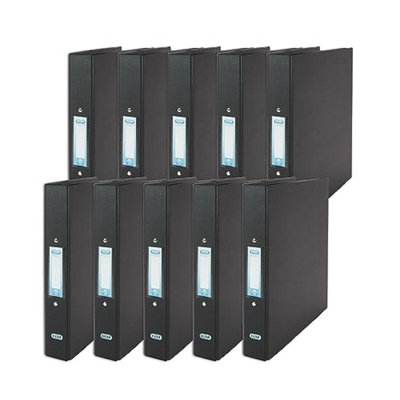 Elba A4 Ring Binder Pack of 10, Plastic on Board 35mm, Black