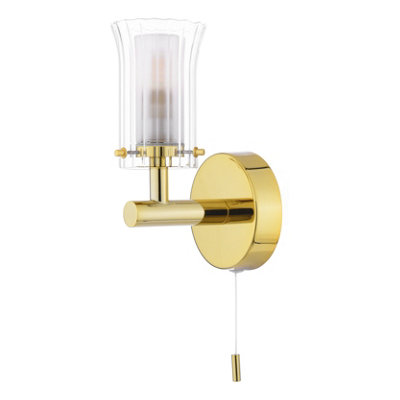 Elba Bathroom Wall Light Polished Gold and Glass IP44