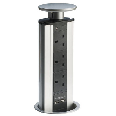 ELD POW-3SS Powerport 3 x 13A Pop Up Sockets with Twin USB Outlets ...