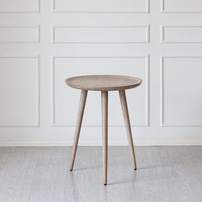 Electra Side Table Solid Wood Living Room Bedside Sofa End Table - Greige