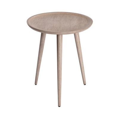 Electra Side Table Solid Wood Living Room Bedside Sofa End Table - Greige