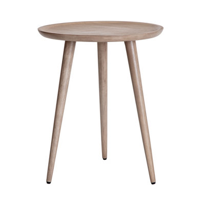 Electra Side Table Solid Wood Living Room Bedside Sofa End Table - Greige