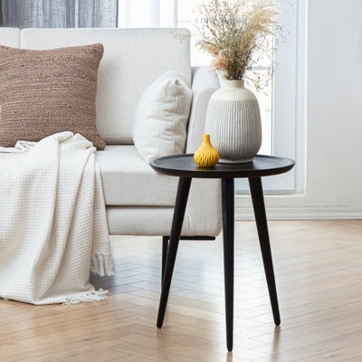 Electra Side Table Solid Wood Living Room End Table Bedside Table Black ...