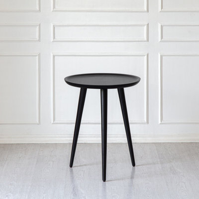 Electra Side Table Solid Wood Living Room End Table Bedside Table Black ...