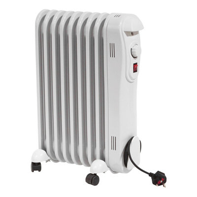 Electric 9 Fin 2kW Oil Filled Radiator - Portable Heater with 3 Heat ...