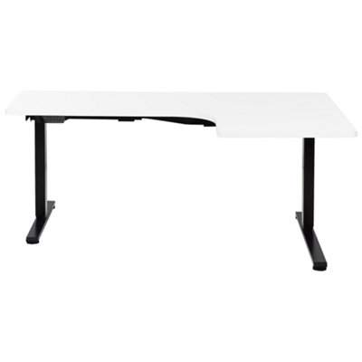 Electric Adjustable Right Corner Desk 160 x 59 cm Black and White DESTINES