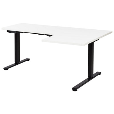 Electric Adjustable Right Corner Desk 160 x 59 cm Black and White DESTINES