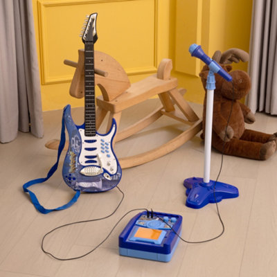 Electric Blue Guitar Microphone Amplifier Toy Set