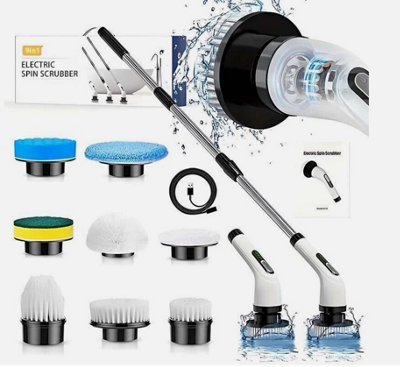 Electric Cleaning Brush Rotary Floor Scrubber Long Handle Cordless ...
