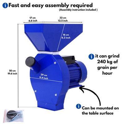 Electric Farm Feed Grinding Machine 240kg/h Capacity, 4 Mesh Sizes ...