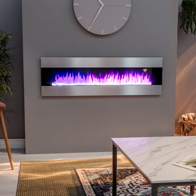 Electric Fire Fireplace Wall Mounted Heater 6 Flame Colors with Remote ...