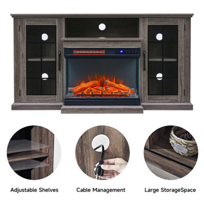 Electric Fire Suite,3 Sided Fireplace Heater with Fire Surround Set ...