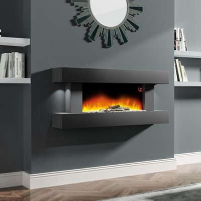 Electric Fire Suite Fireplace with Matte Black LED Surround Set 7 ...