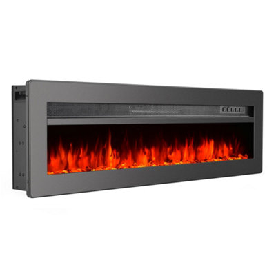 Electric Fireplace with Adjustable Flames, Wall Mounted or Freestanding ...