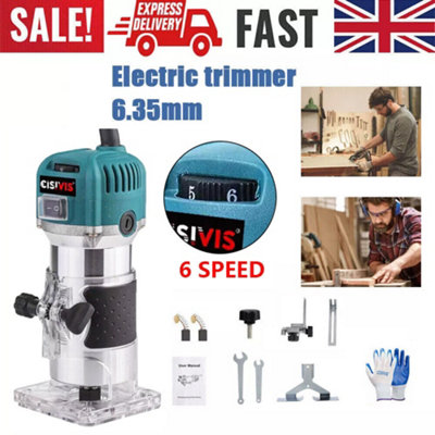Electric Hand Router Trimmer 1200W Laminate Woodworking Tool UK