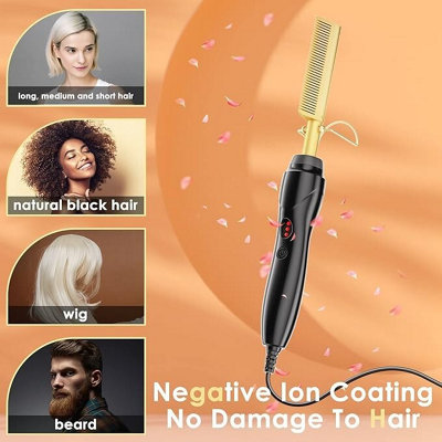 Electric Heated Hair Straightening Comb with Ceramic & Ion Coating - UK ...
