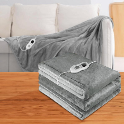 Electric Heated Throw Large Blanket Warm Digital Control Timer Fleece Fur New