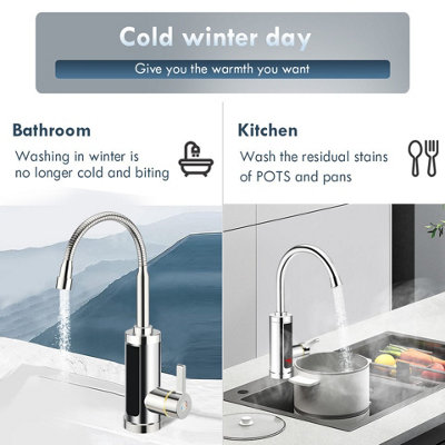 Electric Hot Water Tap Instant Heating Faucet 360 Degree Rotating Hot ...