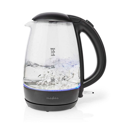 Electric Kettle, 1.7L Cordless Glass Jug with Blue LED Illumination ...