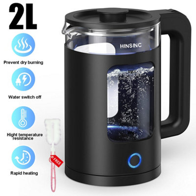 Electric Kettle, 2 Liter Quiet Fast Glass Kettle with Blue LED, Easy ...