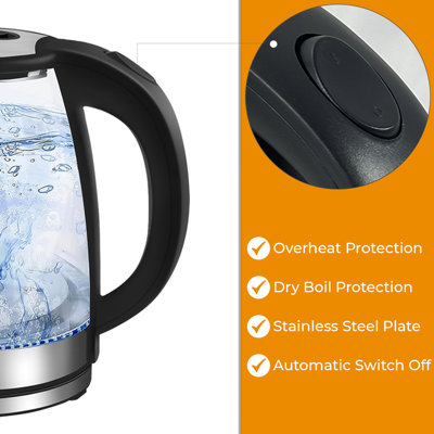 Electric Kettle Glass 1.8L LED Portable Jug 1500W