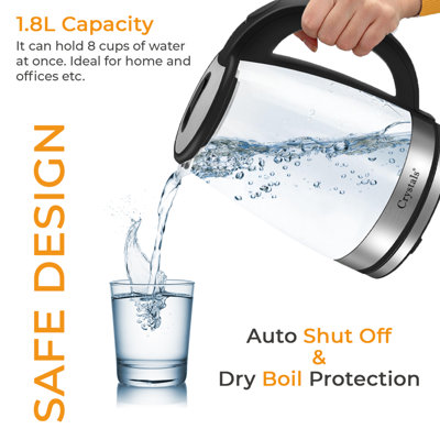 Electric Kettle Glass 1.8L LED Portable Jug 1500W
