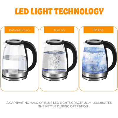 Electric Kettle Glass 1.8L LED Portable Jug 1500W