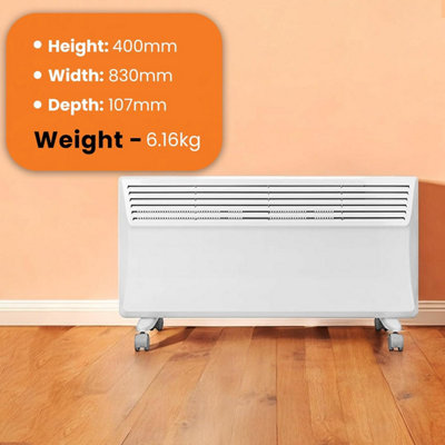 Electric Panel Heater 2000W Floor Wall Mounted Radiator, Thermostat Timer