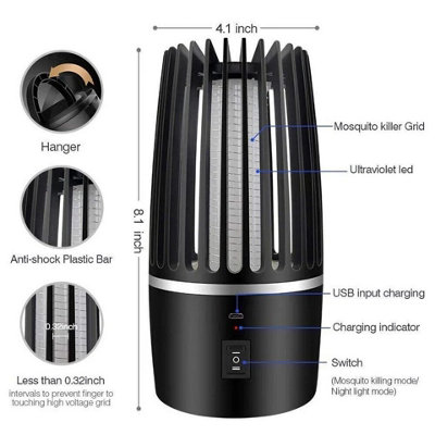 Electric Rechargeable Mosquito Killer Lamp UV Bug Zapper Fly Insect ...