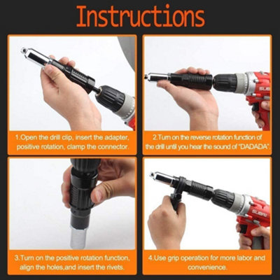 Electric Rivet Nut Gun Cordless Drill Pop Adapter Riveting Riveter ...