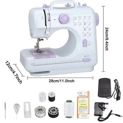 ELECTRIC SEWING MACHINE PORTABLE MINI 12 STITCHES PEDAL HOUSEHOLD FOR ...