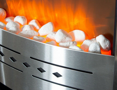Electric Silver Fireplace with Pebbles