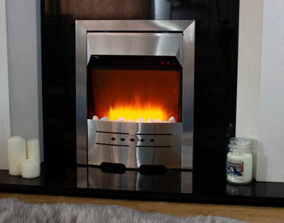 Electric Silver Fireplace with Pebbles