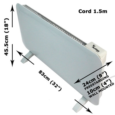 Electric Space Heater Panel Radiator 2000W Slim Timer Thermostat Wall ...