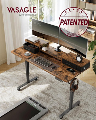 Electric Standing Desk with Built-In Power Strip, 60 x 140 x (72-120 ...