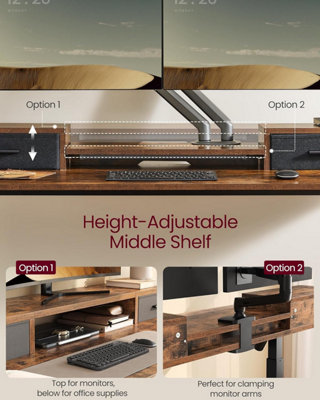 Electric Standing Desk with Built-In Power Strip, 60 x 140 x (72-120 ...